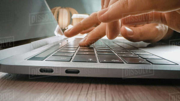 Person Typing on the Laptop Keyboard. Working, Writing Emails, Using ...