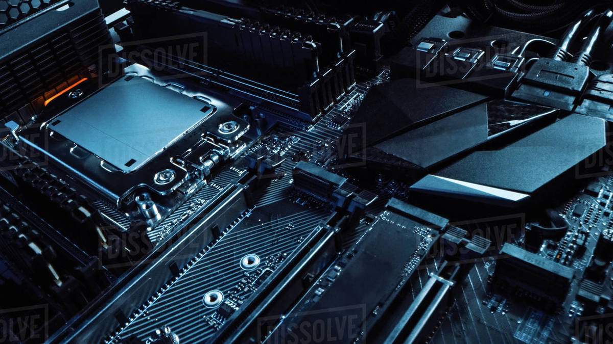 Macro Shot of Printed Circuit Board with Computer Motherboard ...