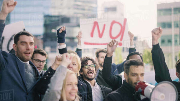 Multicultural Diverse Office Managers and Business People Picketing ...