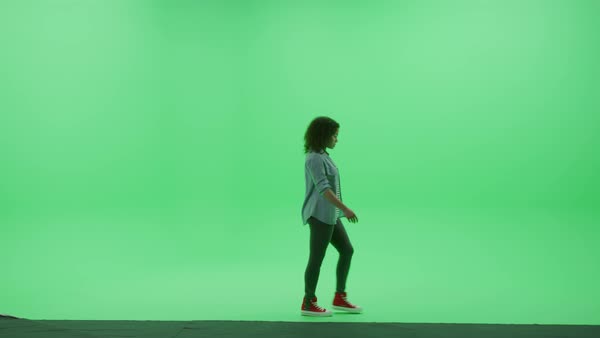 Green Screen Chroma Key Studio: Beautiful Young Teenage Girl Wearing ...