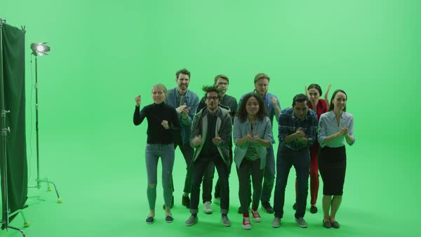 Green Screen Chroma Key Studio: Diverse Crowd of Multi-Ethnic Fans ...
