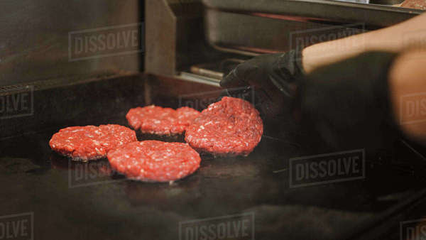 Tasty Close Up Shot of a Meat Patty Being Prepared on a Griller. Fresh ...