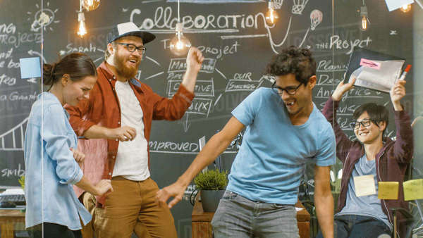 Happy Young People Dancing in the Office. Creative People Have Fun ...