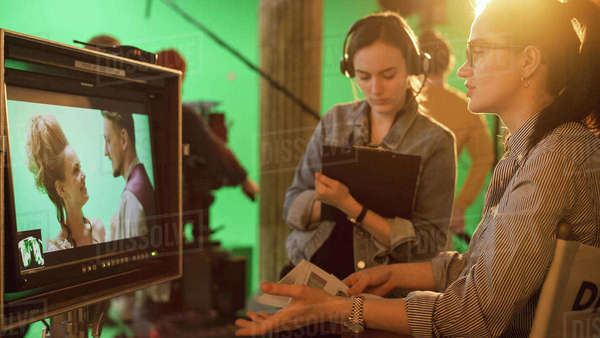 Famous Talented Female Director in Chair Looks at Display talks with ...