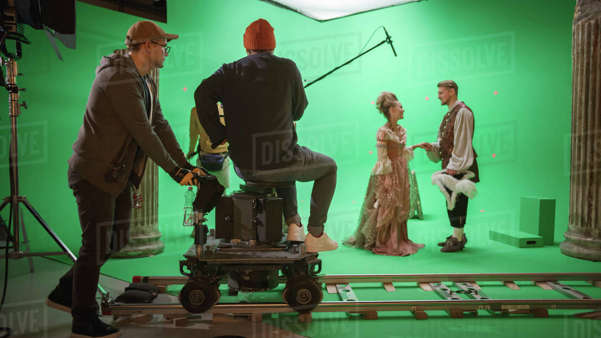 On Film Studio Set Shooting History Movie Green Screen Scene. Moving ...