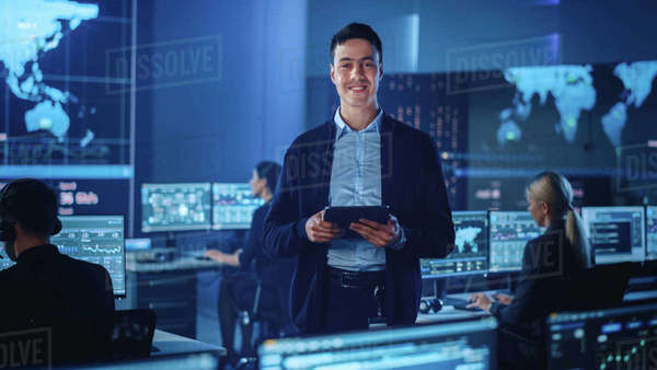 Confident Successful Male Project Leader in a Computer Science Engineer ...