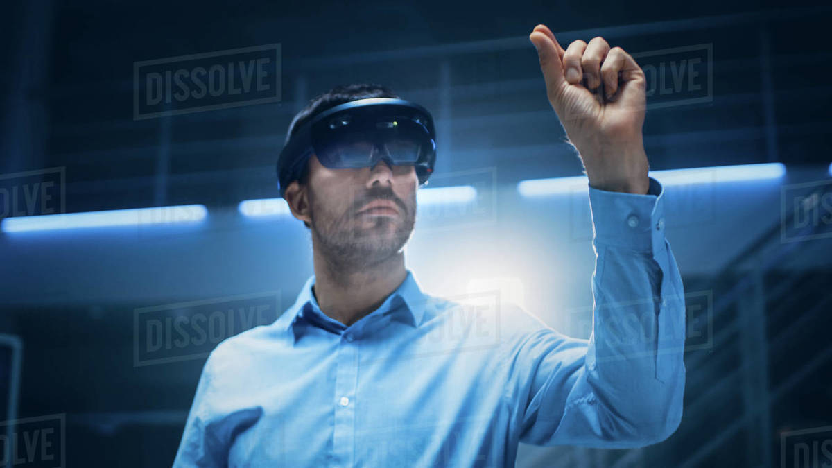 In 3D Content Creating Laboratory Engineer Wearing Professional Virtual ...