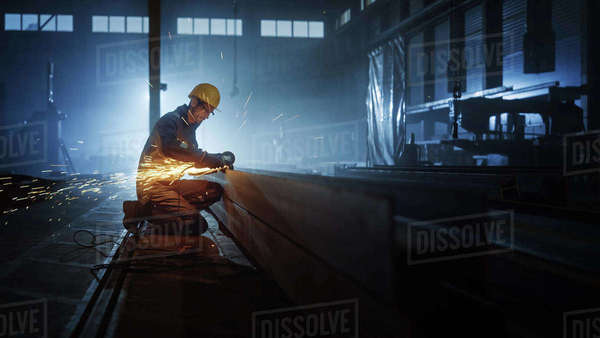 Heavy Industry Engineering Factory Interior with Industrial Worker ...