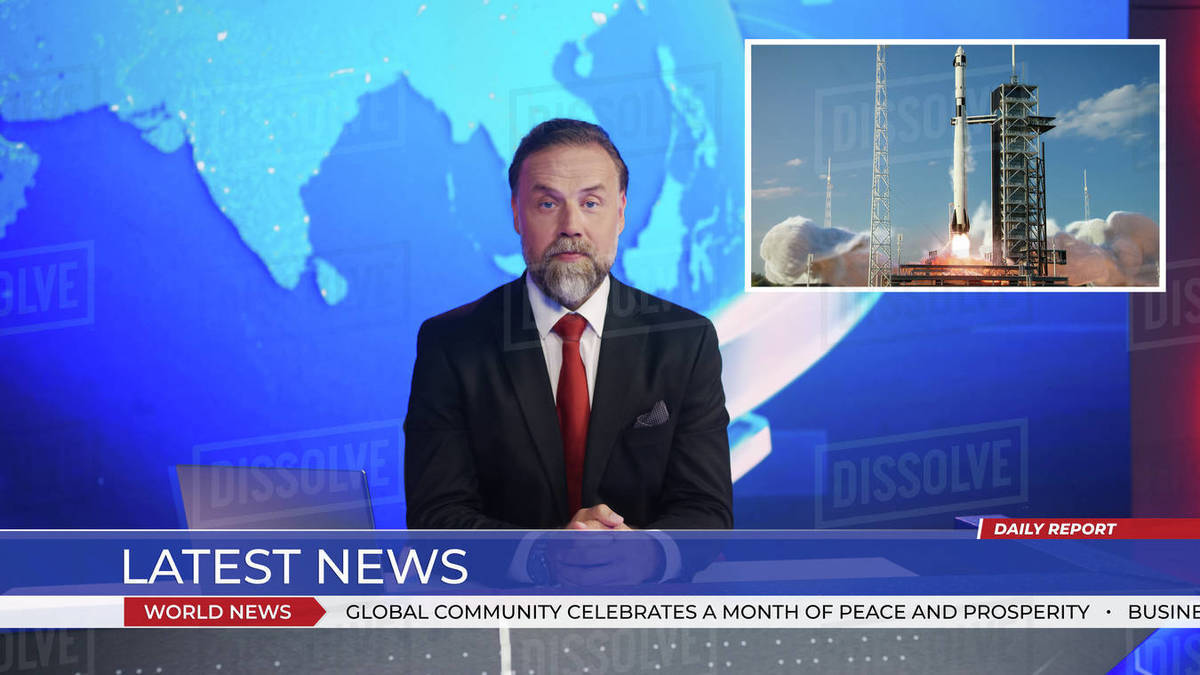 Live News Studio with Professional Anchor doing Report - Stock Photo ...