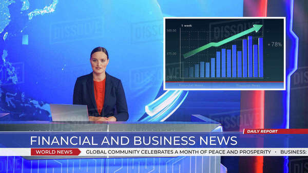 Live News Studio with Professional Anchor doing Report - Stock Photo ...