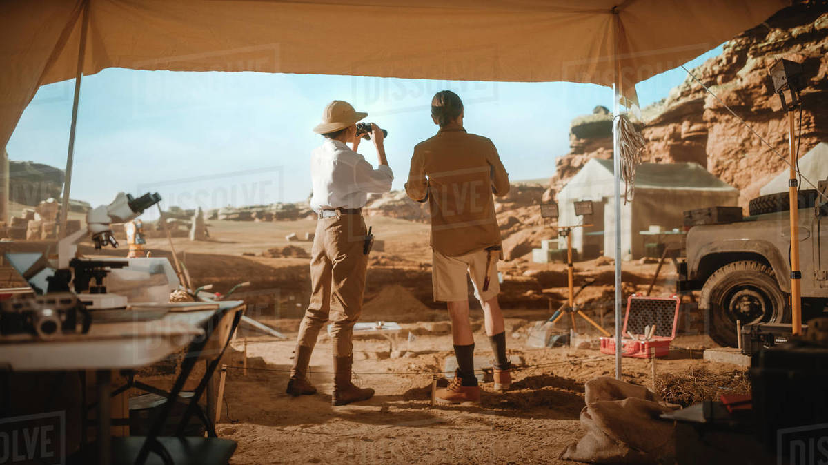 Two Archeologists Work on Excavation Site - Royalty-free Stock Photo ...
