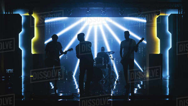 Four Man Rock Band with Lead Singer, Guitarists, Bassist and Drummer ...