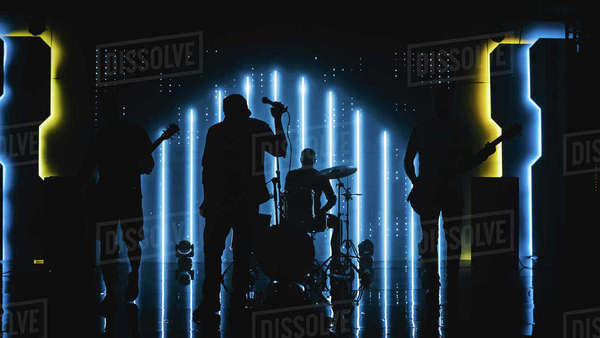 Four Man Rock Band with Lead Singer, Guitarists, Bassist and Drummer ...