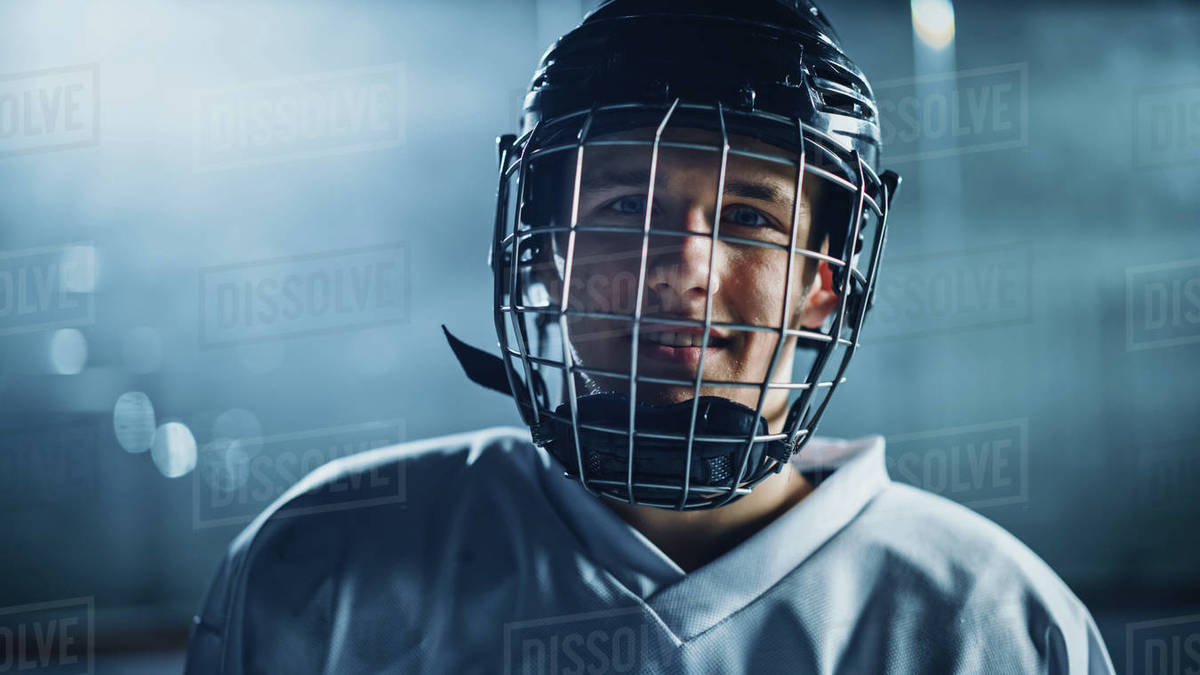 Ice Hockey Arena: Portrait of Confident Professional Player, Wearing ...