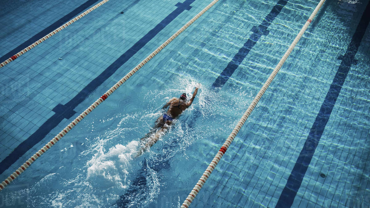 Beautiful Female Swimmer Using Front Crawl, Freestyle in Swimming Pool ...