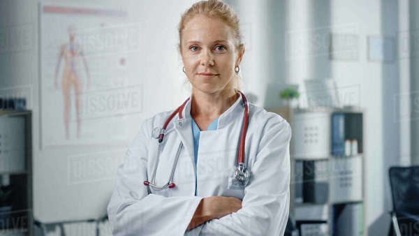Close Up Portrait of Beautiful Female Caucasian Professional Medical ...