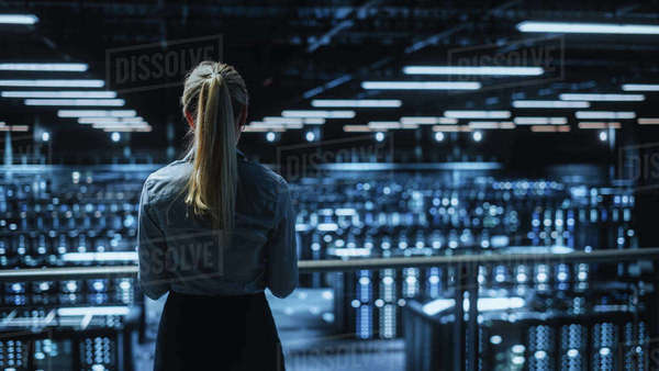 Data Center Female Programmer Using Laptop Computer - Royalty-free ...