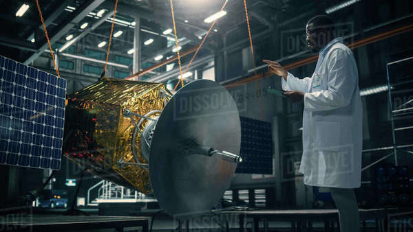 Industrial Engineer Working on Artificial Satellite Construction ...