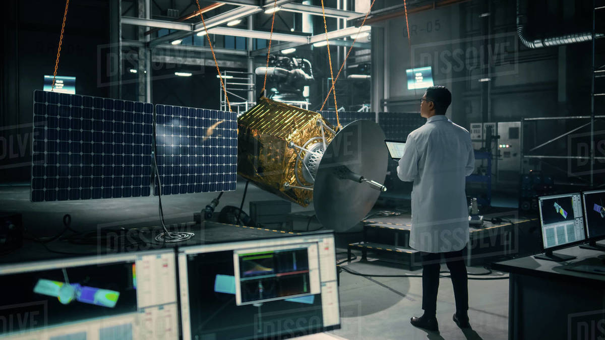 Industrial Engineer Working on Artificial Satellite Construction ...