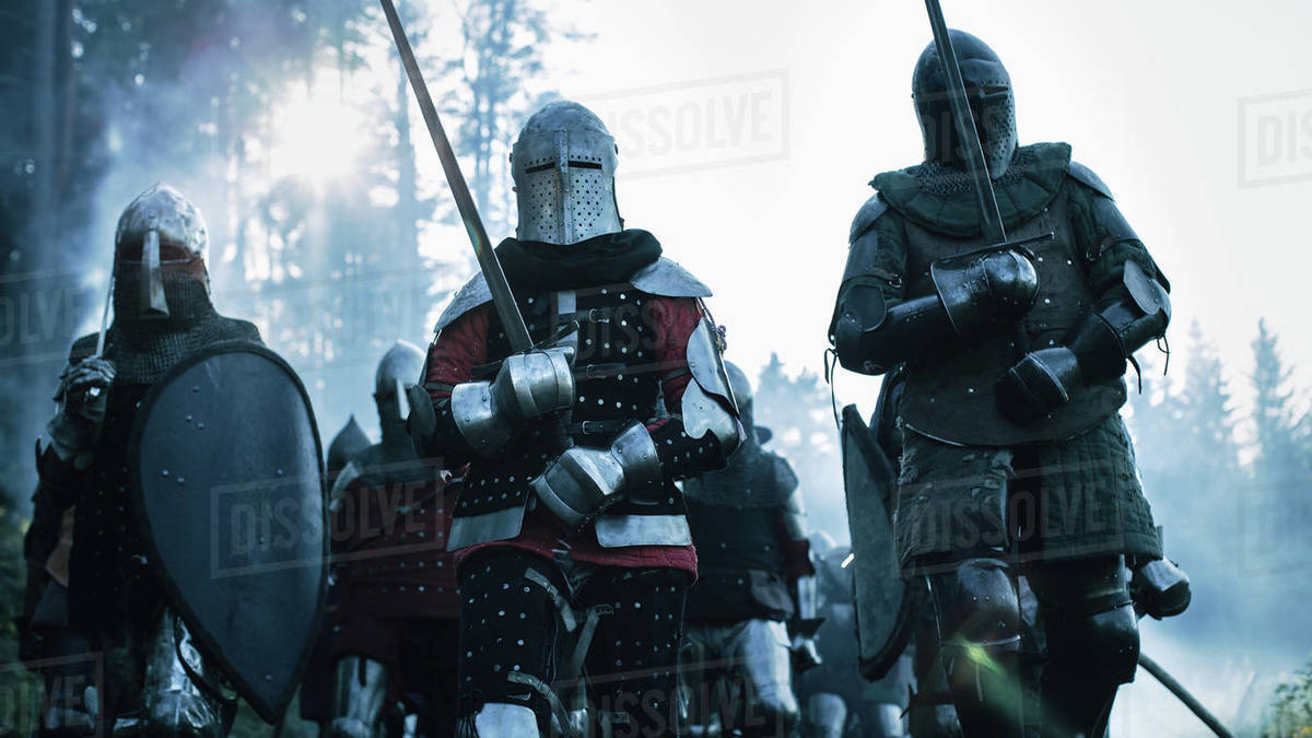 Epic Invading Army of Medieval Soldiers Marching on Battlefield ...