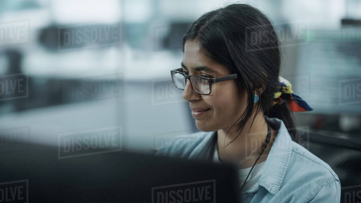 Diverse Office: Portrait of Beautiful Indian IT Programmer Working on ...