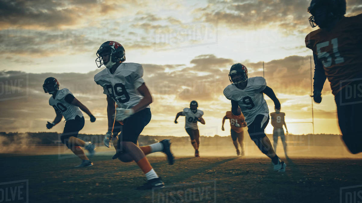 American Football Field Two Teams Compete - Stock Photo - Dissolve