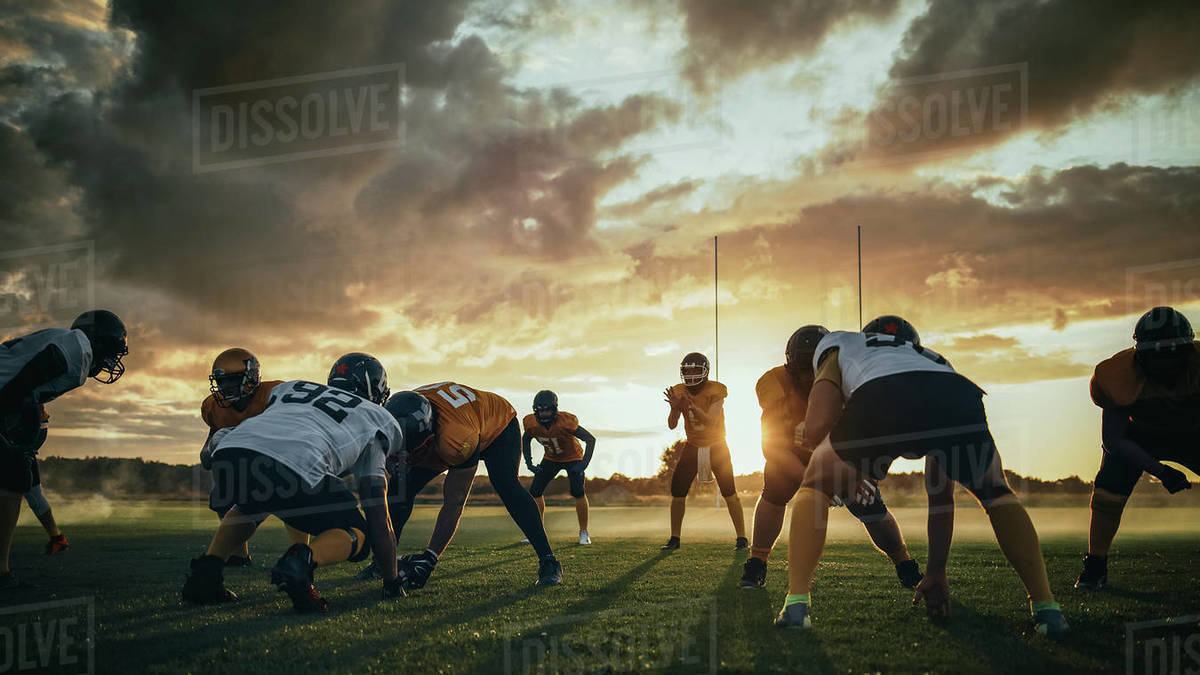 American Football Field Two Teams Compete - Stock Photo - Dissolve