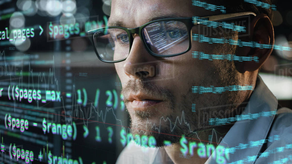 Close-up Portrait of Software Engineer Working on Computer - Royalty ...