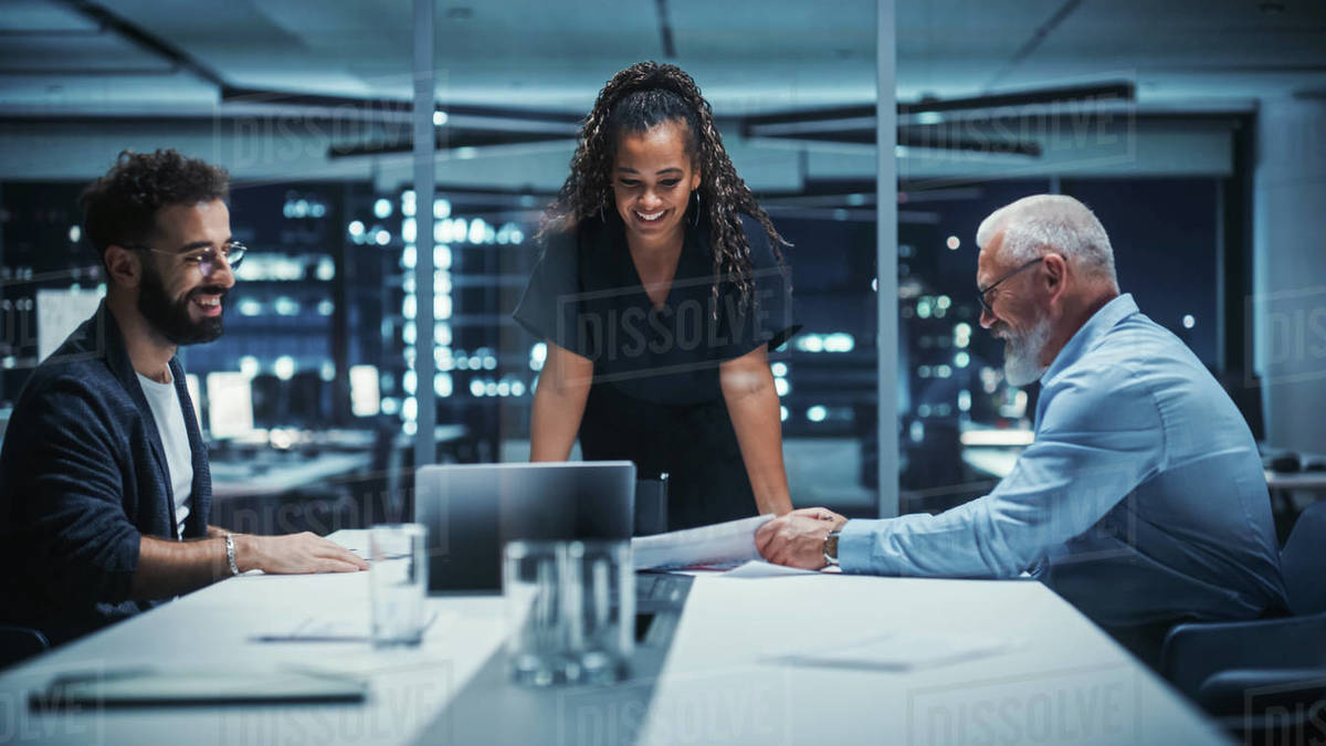 Office Conference Room Meeting: Diverse Team of Top Managers Talk ...