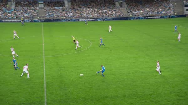 Soccer Football Championship Stadium with Crowd of Fans: Team Players ...