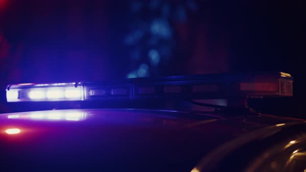 Close-up Static Shot of Police Car Siren Lights. Offices of the Law ...