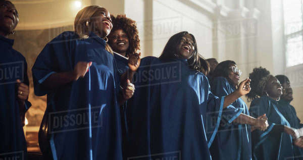 Group Of Christian Gospel Singers Praising Lord Jesus Christ. Song ...