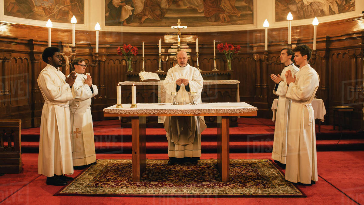 Ministers Leading The Eucharist, Sacred Christian Ceremony Of the ...