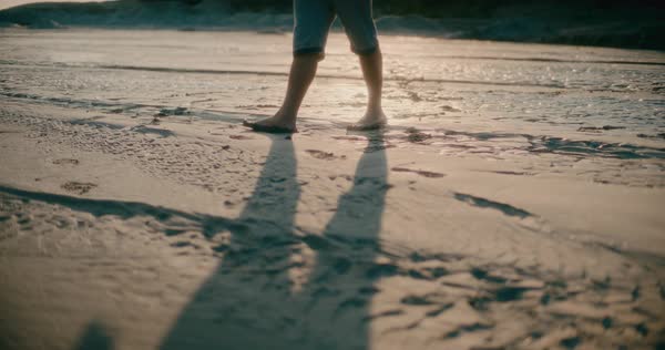 Man Walking on Dry Earth River Alone Man Footsteps Footprints - 4K ...