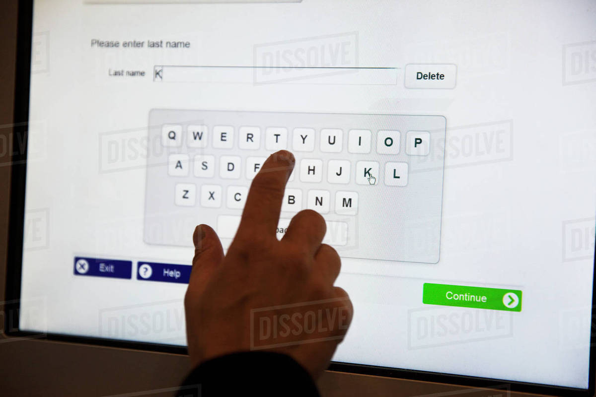 Hand pressing keyboard on touch screen - Royalty-free Stock Photo ...