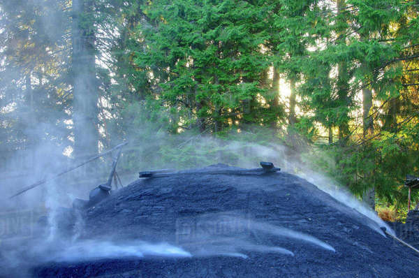 Smoking furnace in forest - Royalty-free Stock Photo | Dissolve