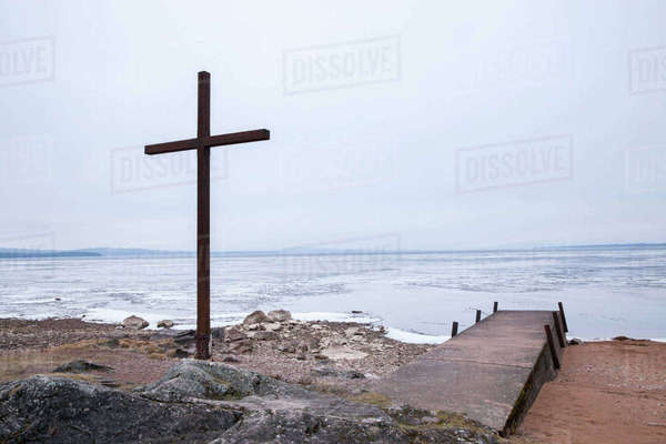 Cross on beach - Royalty-free Stock Photo | Dissolve