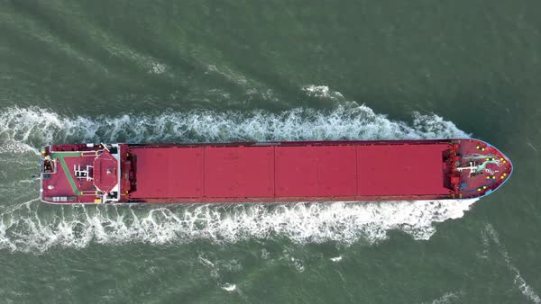 Bird's Eye View of a Cargo Shipping Container Ship at Sea - 4K Royalty ...
