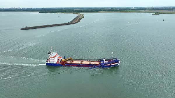 Self Unloading Bulk Carrier Vessel Aerial View - Stock Video Footage ...