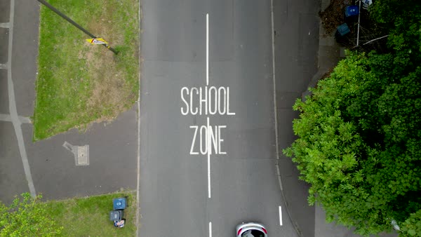 School Safety Road Markings and Vehicles Driving - Stock Video Footage ...