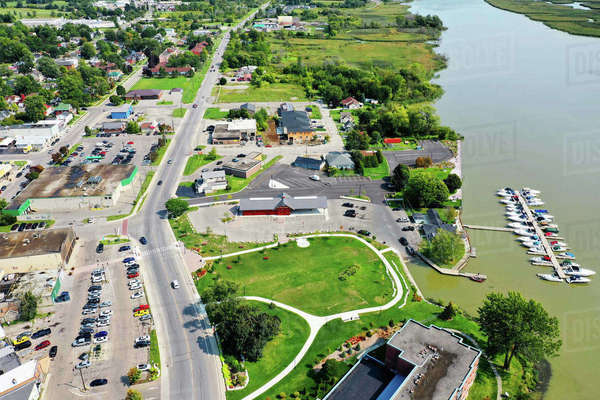 An aerial scene of Dunnville, Ontario, Canada on a fine day - Royalty ...