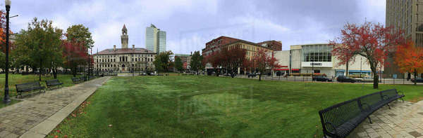 A Panorama of Worcester City Hall in Massachusetts - Stock Photo - Dissolve