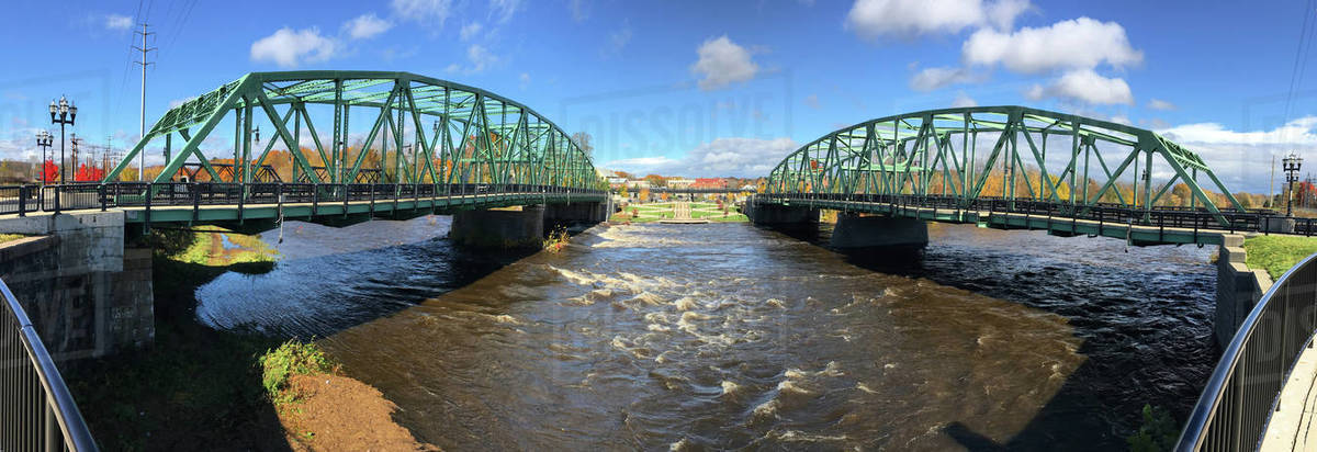 A Panorama of twin bridges in Westfield, Massachusetts - Stock Photo ...