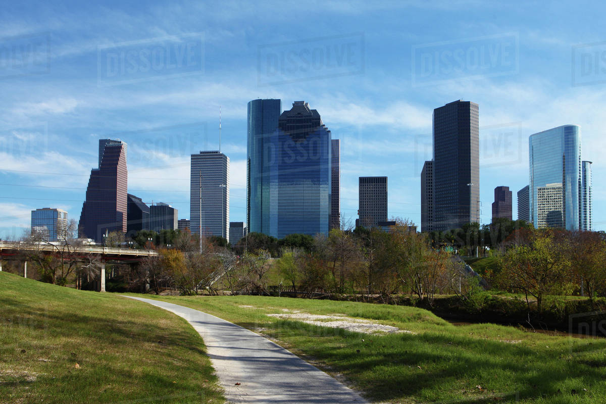 Houston skyline on a beautiful day - Royalty-free Stock Photo | Dissolve