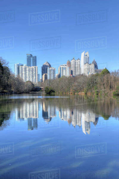 A Vertical of Atlanta, Georgia skyline with reflections - Royalty-free ...