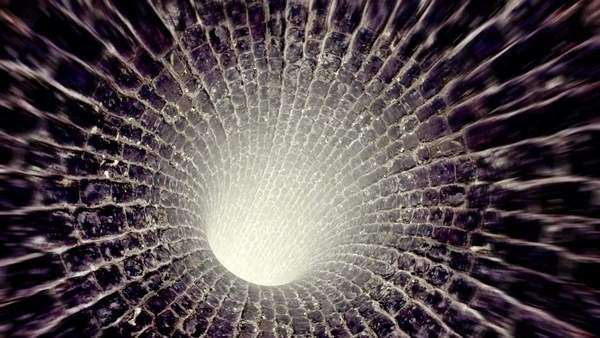 An animated wormhole with a brick texture. The 3D tunnel is loopable ...