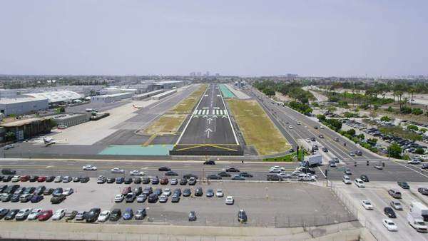 Zoom in to aerial view of LAX Los Angeles City Airport - Stock Video ...