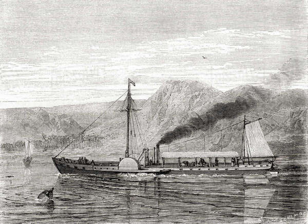 Robert Fulton's The North River Steamboat of Claremont navigating from ...