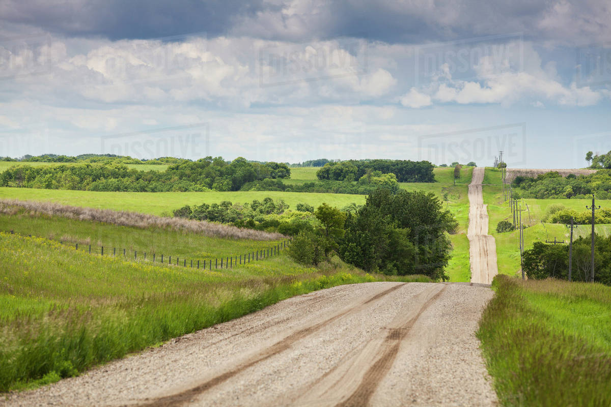 Country road; Winnipeg, Manitoba, Canada - Stock Photo - Dissolve