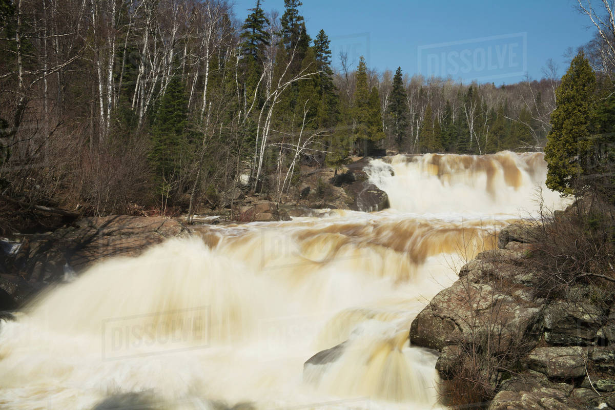 High water at Beaver River Falls along Highway 61, North Shore of Lake ...